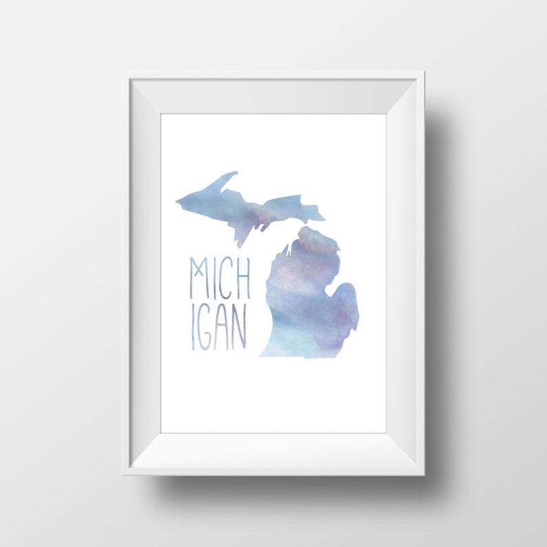 Michigan State Blue Watercolor Printable Art, Michigan State Print ...