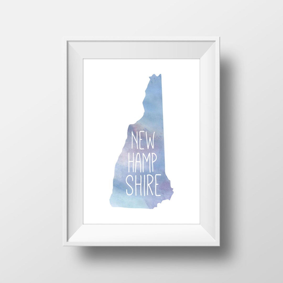 New Hampshire State Blue Watercolor Printable Art, New Hampshire Print ...