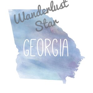 Georgia State Blue Watercolor Printable Art, Georgia Print, Georgia Art ...