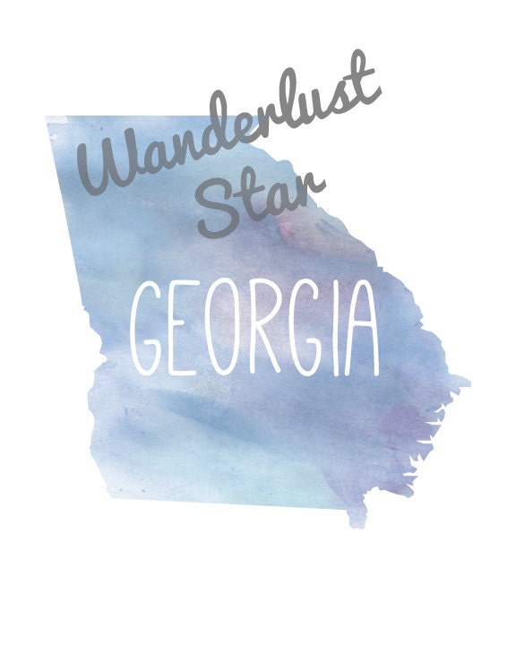 Georgia State Blue Watercolor Printable Art, Georgia Print, Georgia Art ...
