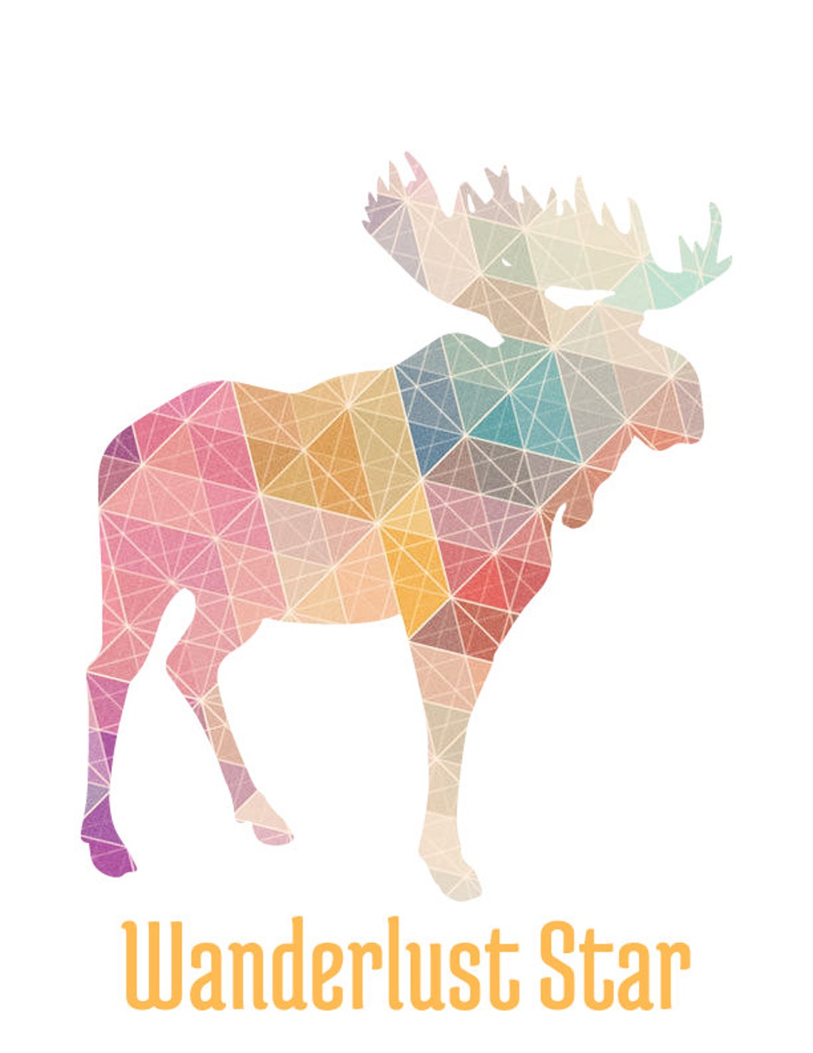 Colorful Geometric Moose Print, Moose Print, Moose Wall Art, Geometric ...