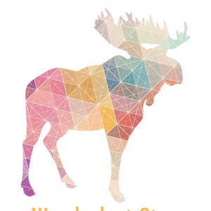 Colorful Geometric Moose Print, Moose Print, Moose Wall Art, Geometric ...