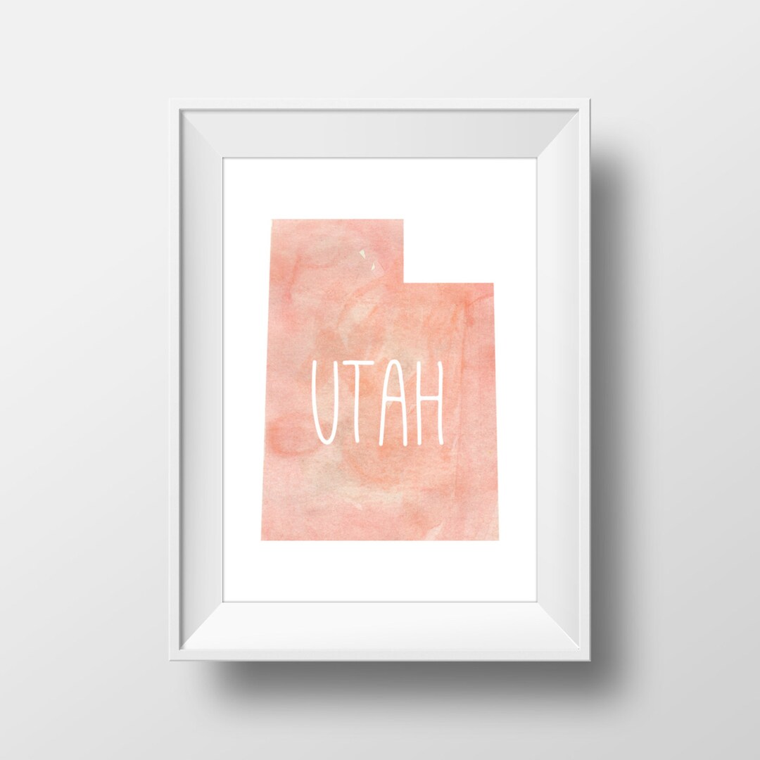 Utah State Pink Watercolor Printable Art Utah Print Utah - Etsy