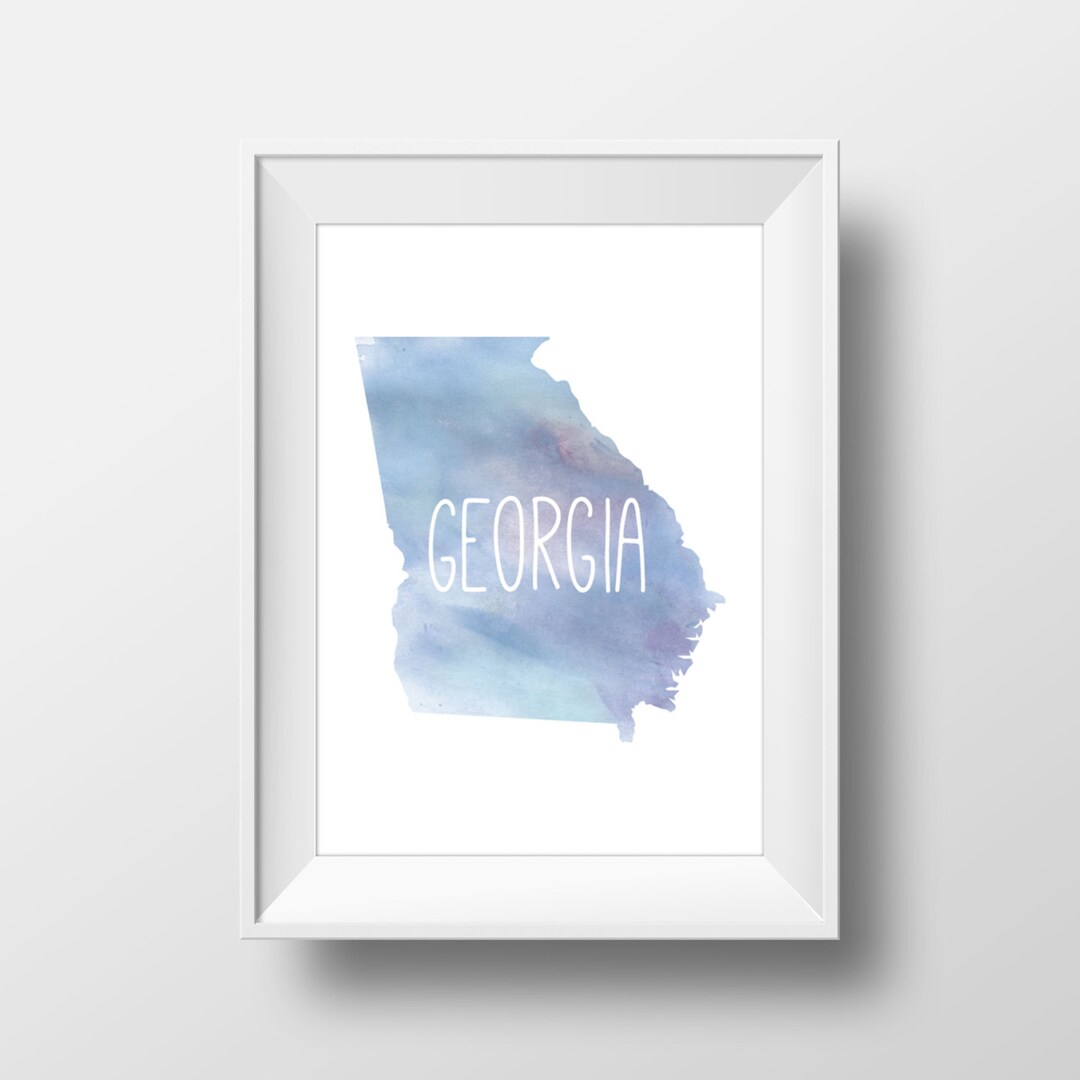 Georgia State Blue Watercolor Printable Art, Georgia Print, Georgia Art ...