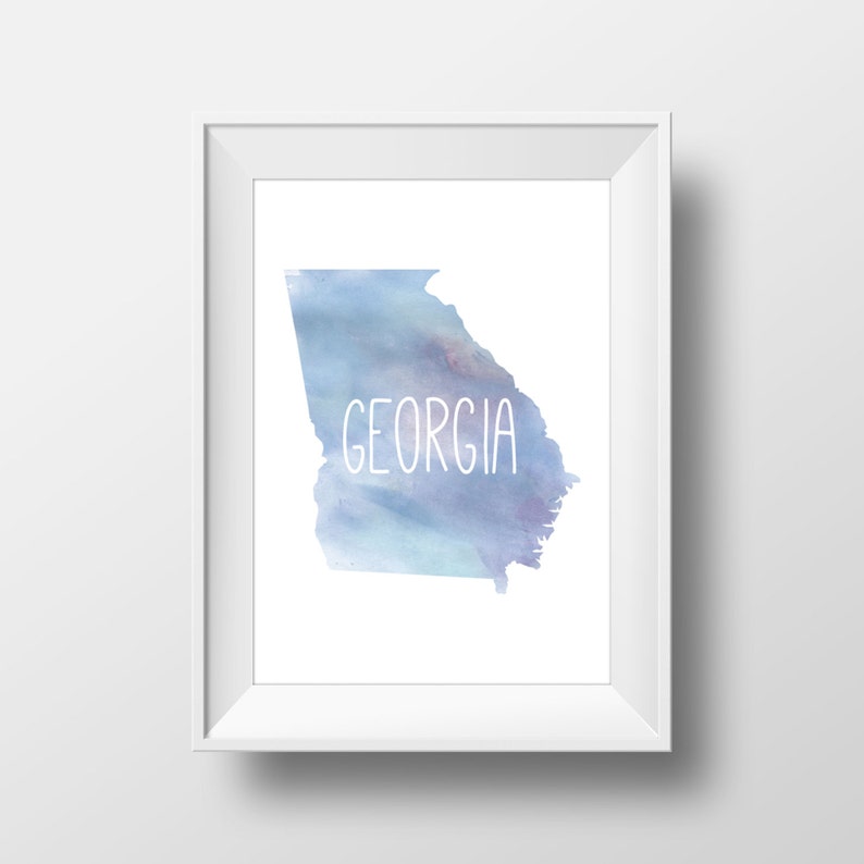 Georgia State Blue Watercolor Printable Art, Georgia Print, Georgia Art ...