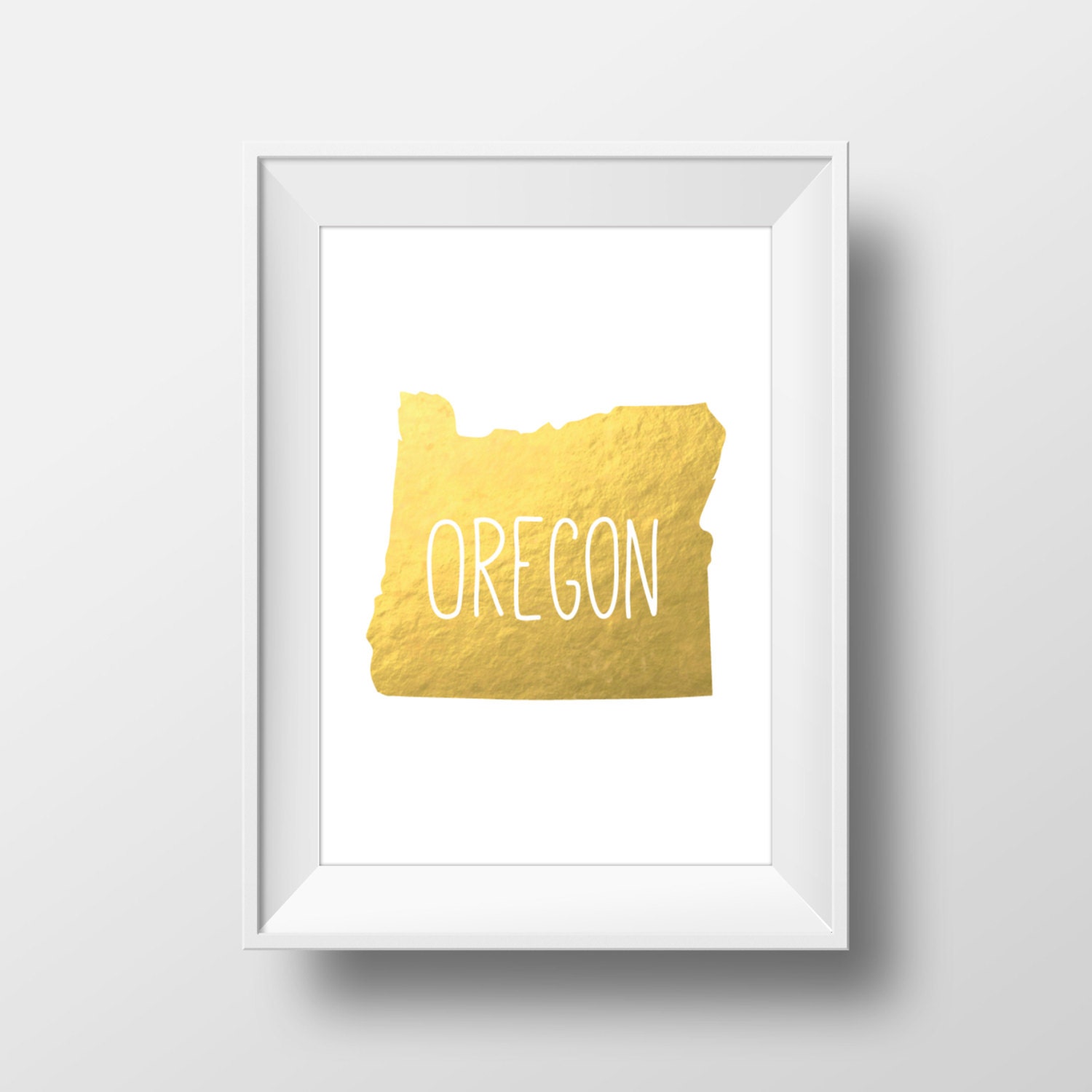 Oregon State Gold Foil Printable Art Oregon Print Oregon - Etsy