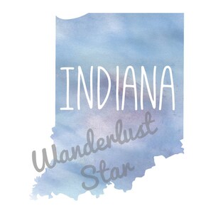 Indiana State Blue Watercolor Printable Art, Indiana Print, Indiana Art ...