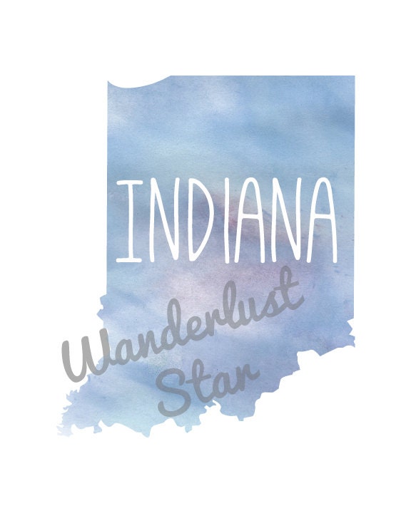 Indiana State Blue Watercolor Printable Art, Indiana Print, Indiana Art ...