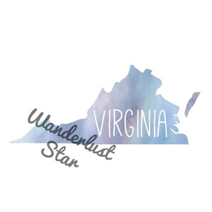 Virginia State Blue Watercolor Printable Art, Virginia Print, Virginia ...