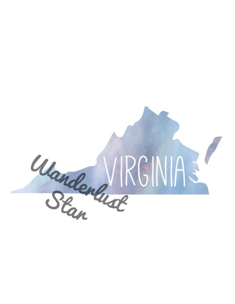 Virginia State Blue Watercolor Printable Art, Virginia Print, Virginia ...
