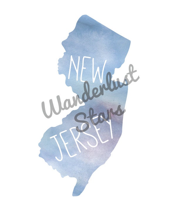 New Jersey State Blue Watercolor Printable Art New Jersey - Etsy