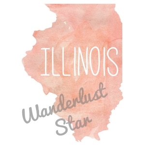 Illinois State Pink Watercolor Printable Art, Illinois Print, Illinois ...