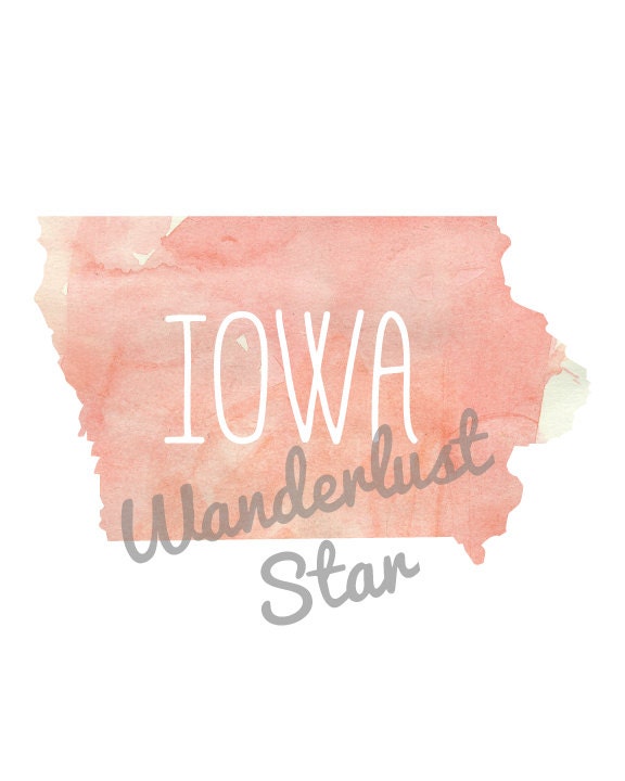 Iowa State Pink Watercolor Printable Art, Iowa State Print, Iowa Art ...