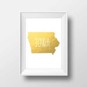 Iowa State Gold Foil Printable Art, Iowa Print, Iowa Art, Modern Art ...