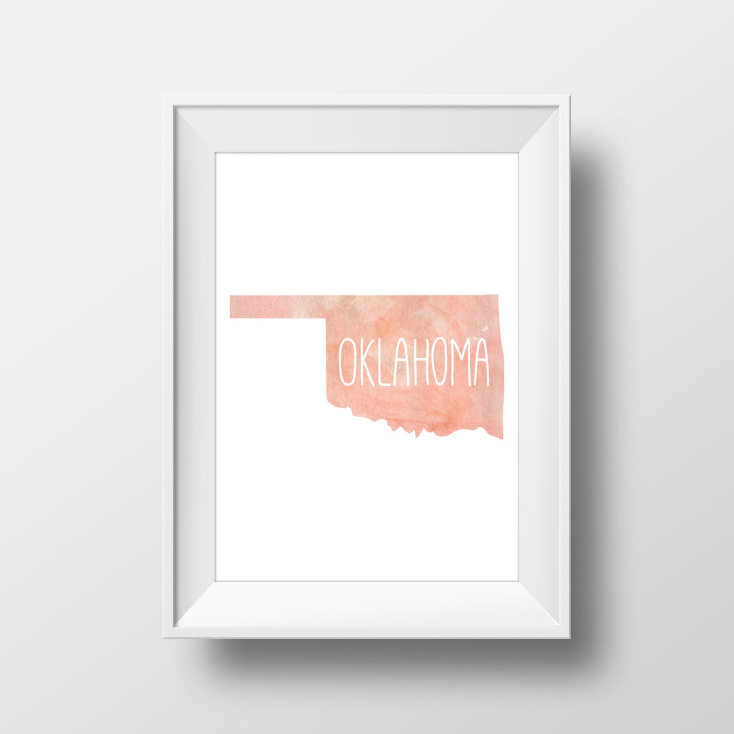 Oklahoma State Pink Watercolor Printable Art, Oklahoma Print, Oklahoma ...