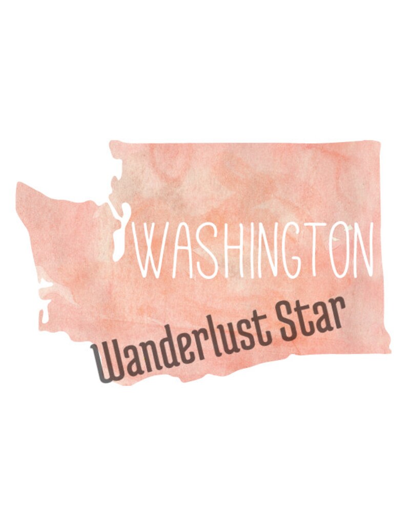Washington State Pink Watercolor Printable Art, Washington Print ...