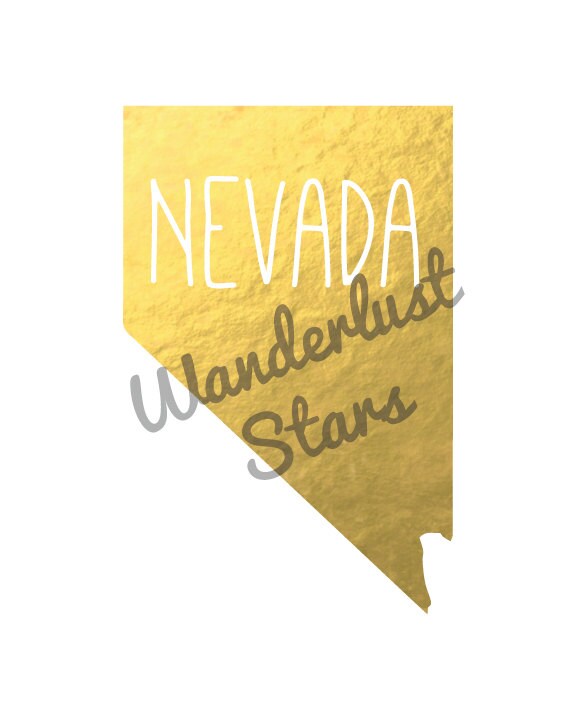 Nevada State Gold Foil Printable Art Nevada Print Nevada - Etsy