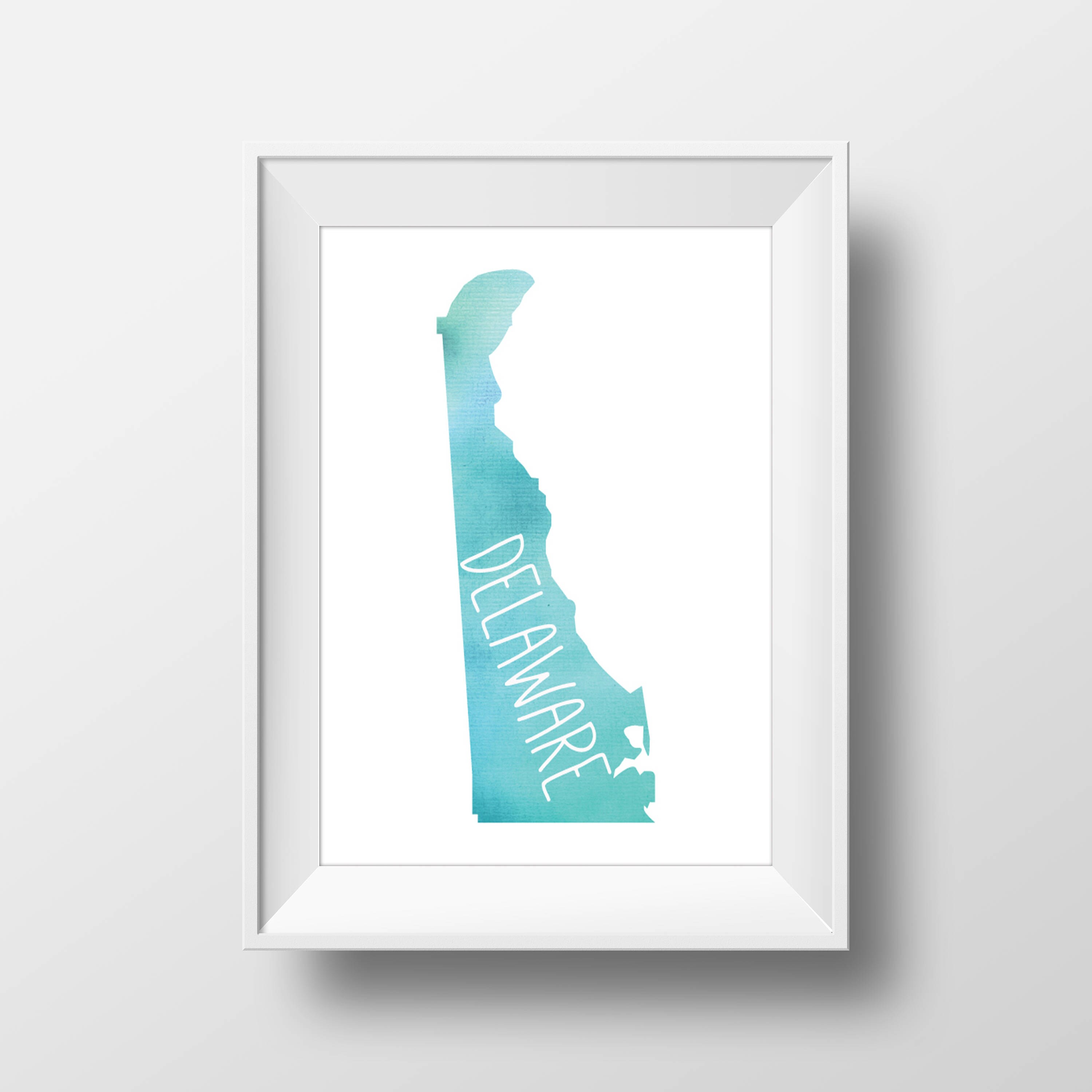 Delaware State Teal Watercolor Printable Art Delaware Print - Etsy