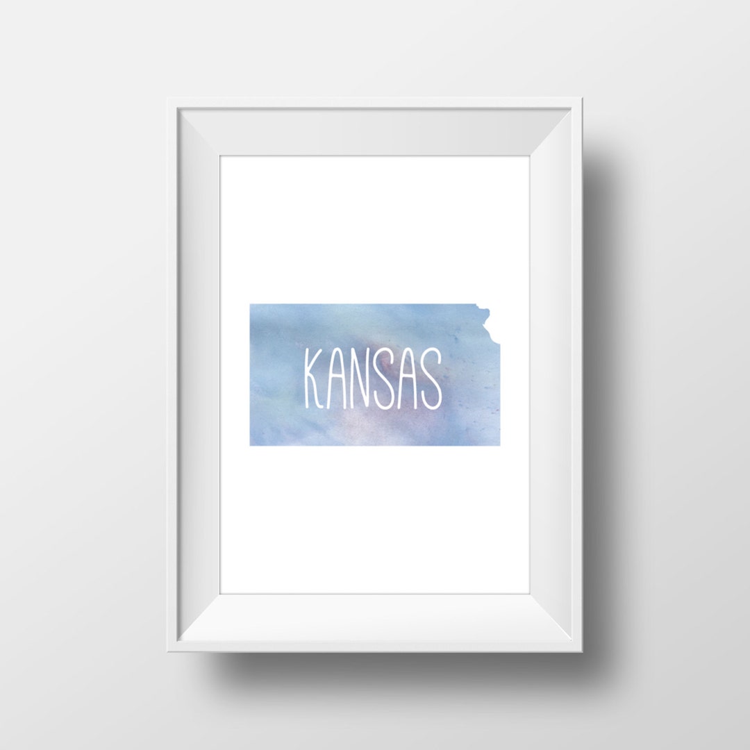 Kansas State Blue Watercolor Printable Art Kansas State - Etsy