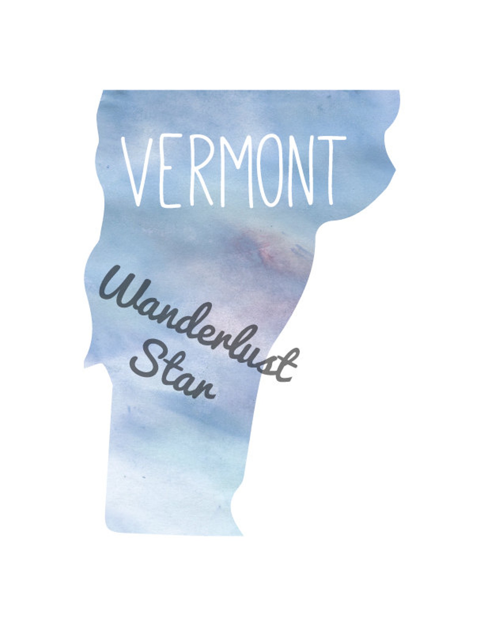 Vermont State Blue Watercolor Printable Art, Vermont Print, Vermont Art ...