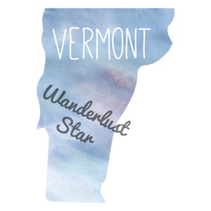 Vermont State Blue Watercolor Printable Art, Vermont Print, Vermont Art ...