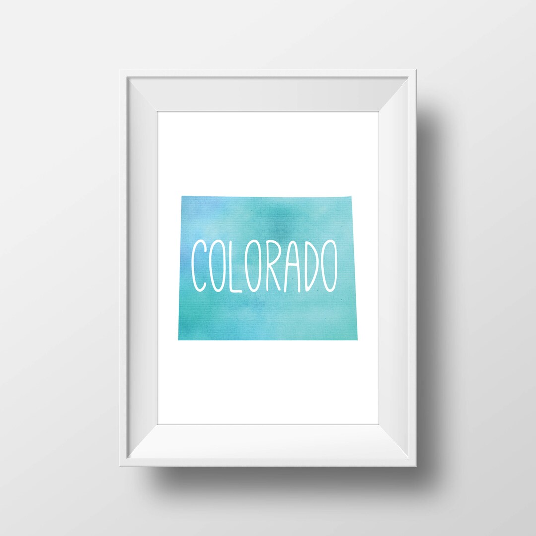 Colorado State Teal Watercolor Printable Art, Colorado Print, Colorado ...