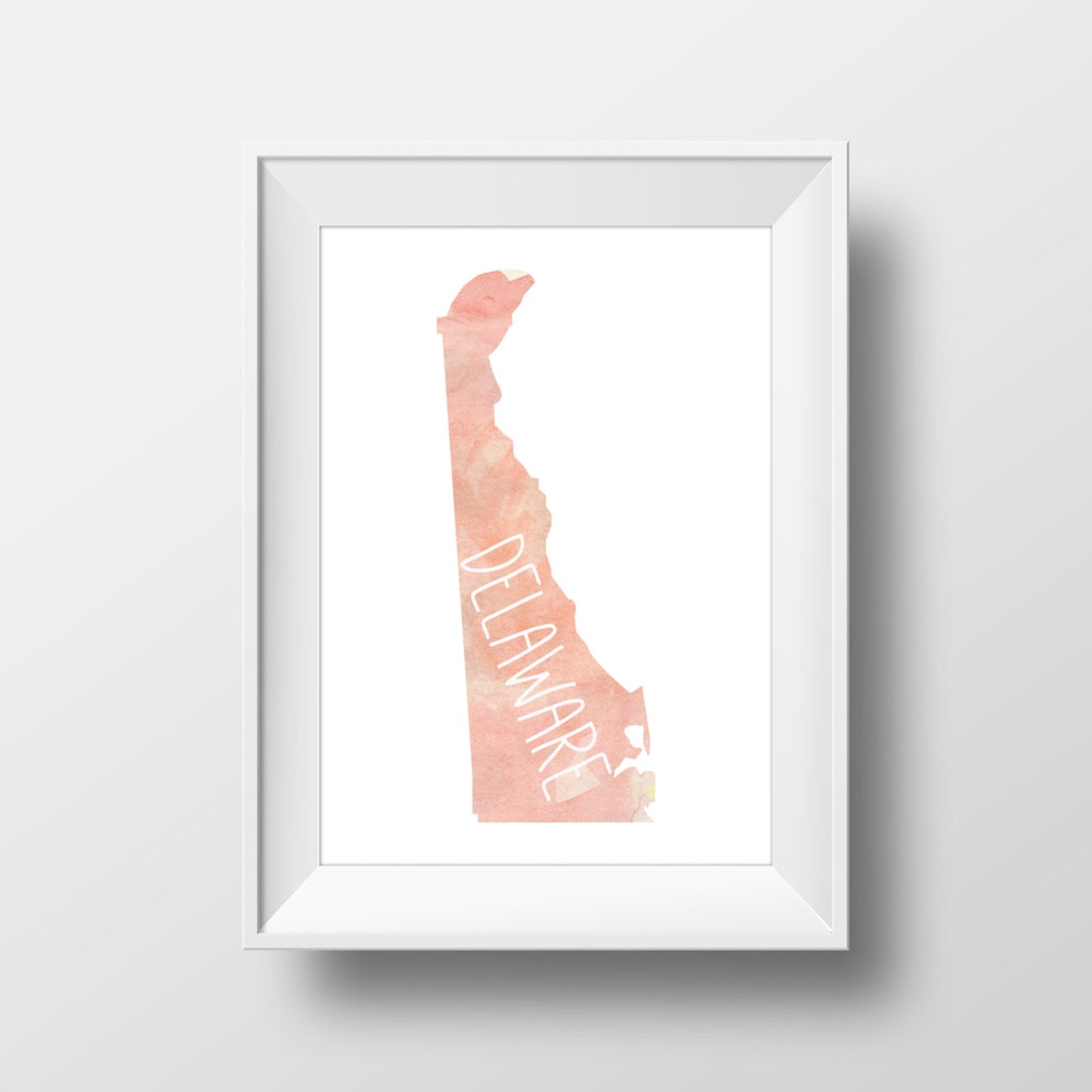 Delaware State Pink Watercolor Printable Art, Delaware Print, Delaware ...