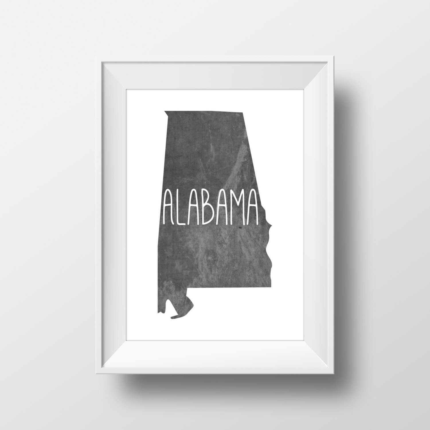 Alabama State Black Chalkboard Printable Art, Alabama Print, Alabama ...