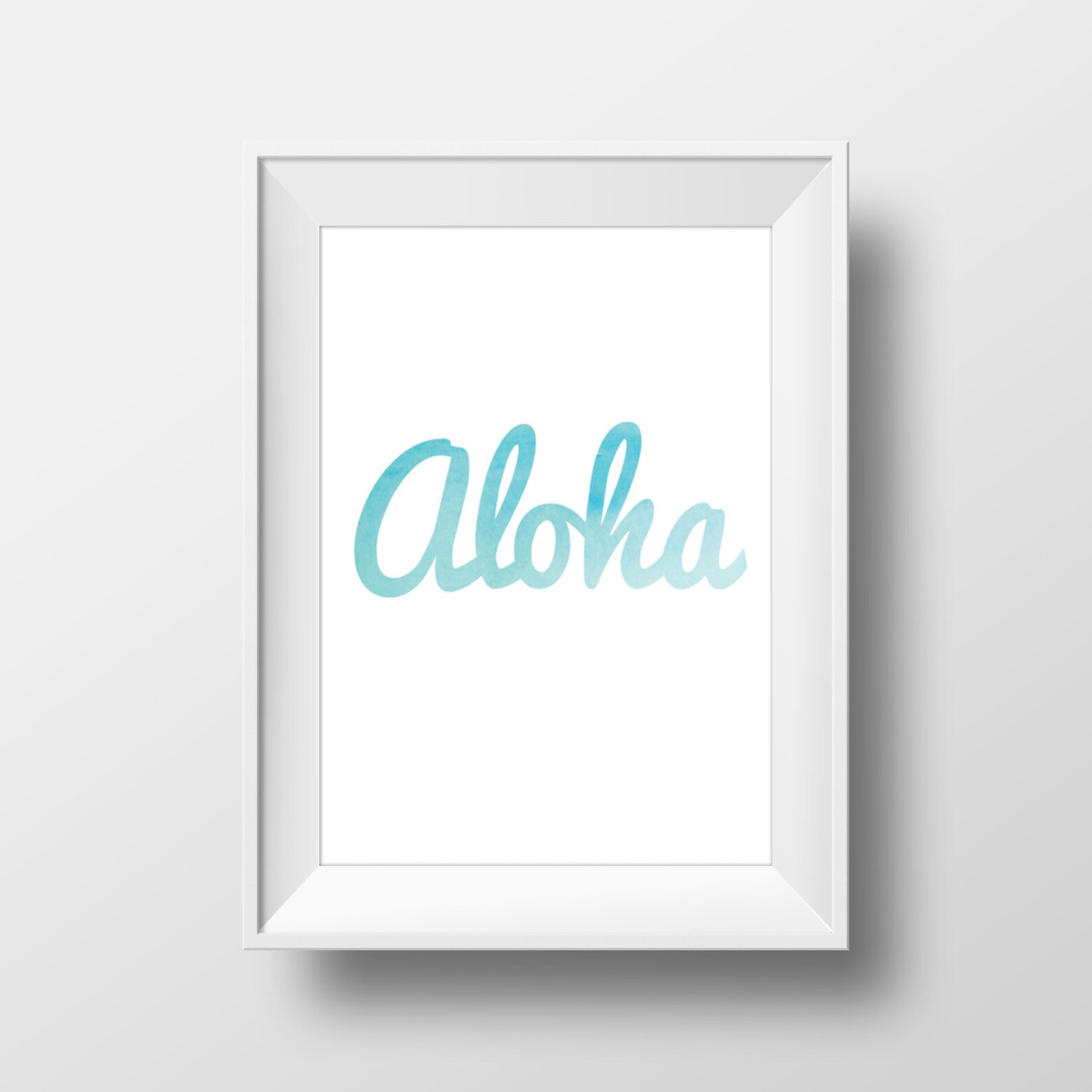 Aloha Teal Watercolor Print, Aloha Wall Art, Aloha Typography, Hawaii ...