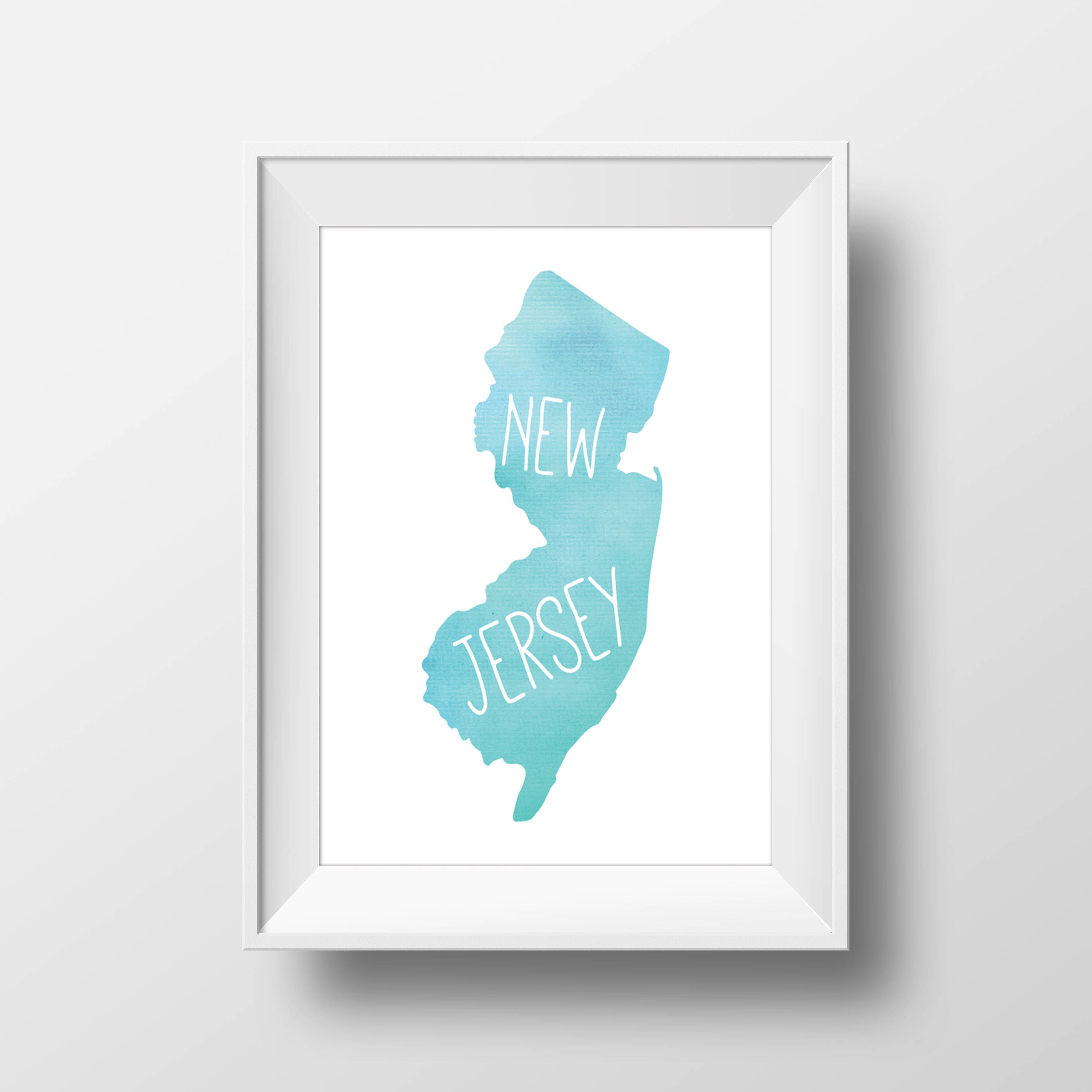 New Jersey State Teal Watercolor Printable Art, New Jersey Print, New ...