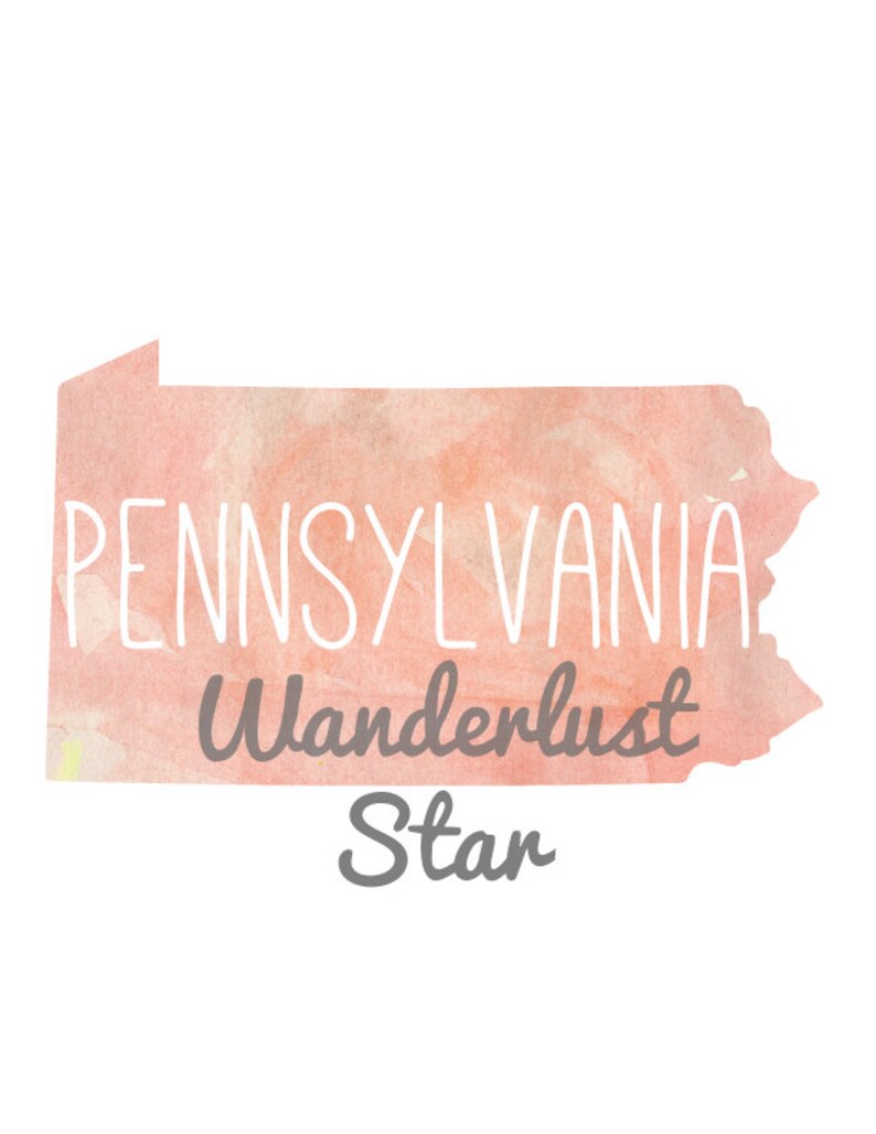 Pennsylvania State Pink Watercolor Printable Art, Pennsylvania Print ...