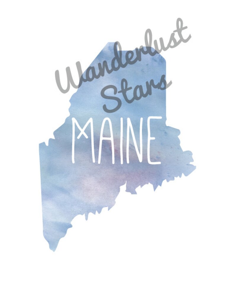 Maine State Blue Watercolor Printable Art, Maine State Print, Maine Art ...
