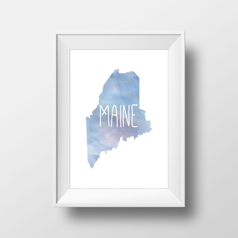Maine State Blue Watercolor Printable Art, Maine State Print, Maine Art ...
