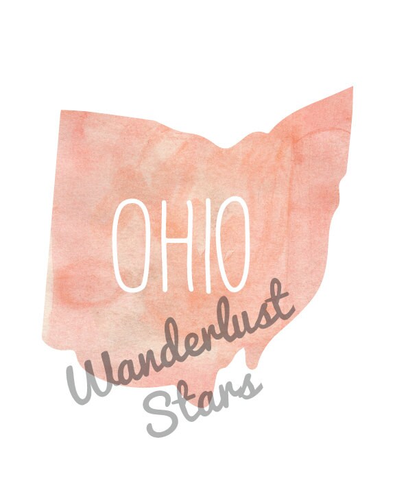 Ohio State Pink Watercolor Printable Art Ohio Print Ohio | Etsy