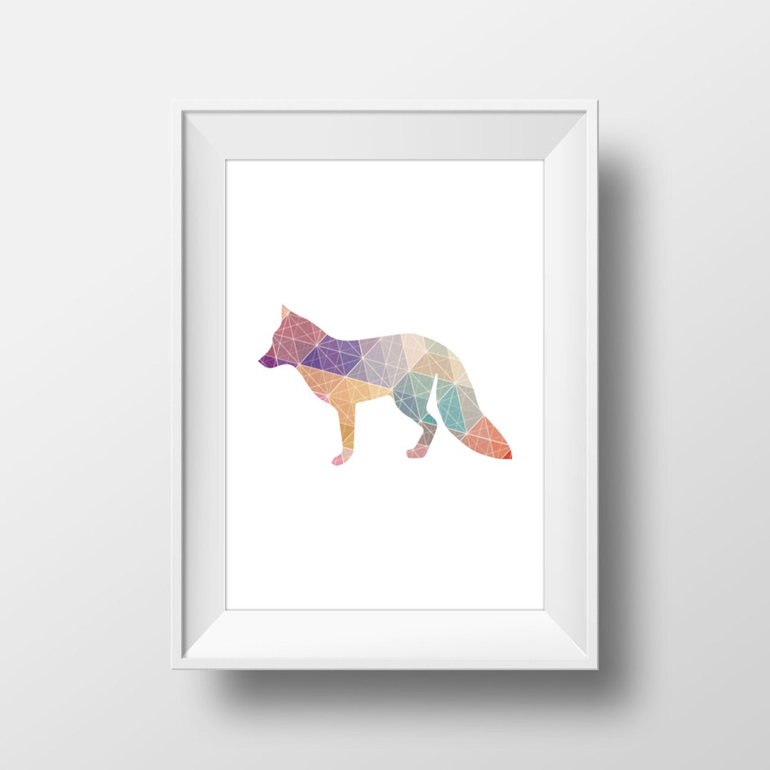 Colorful Geometric Fox Print, Fox Print, Fox Wall Art, Fox Bear ...
