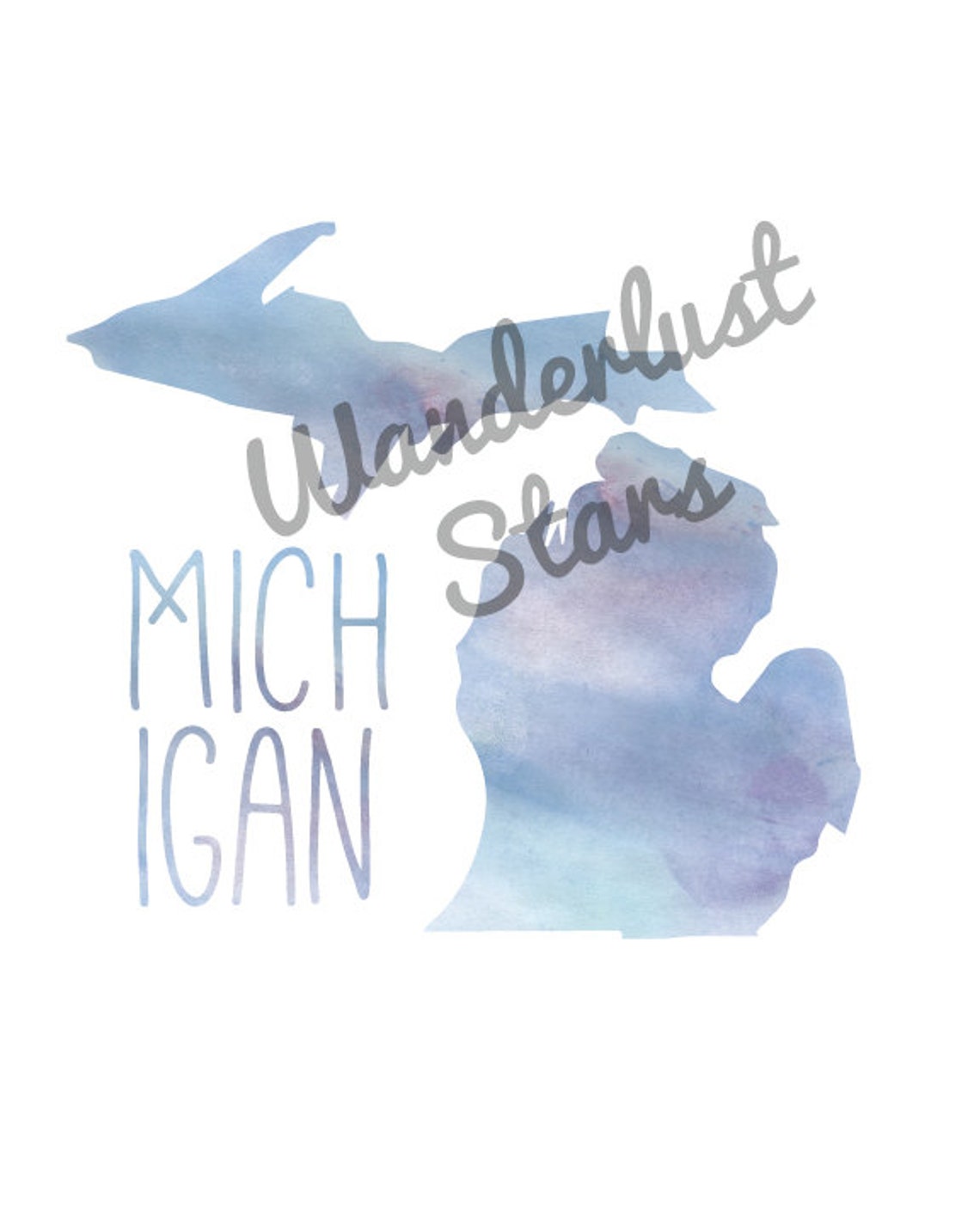 Michigan State Blue Watercolor Printable Art, Michigan State Print ...