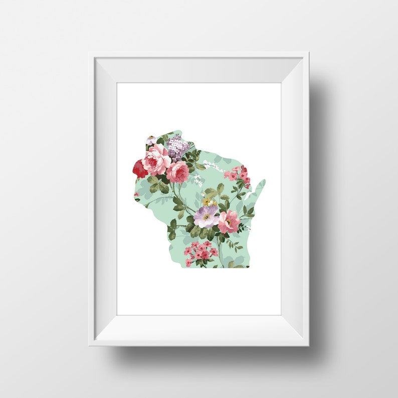 Wisconsin State Floral Printable Art, Wisconsin Print, Wisconsin ...