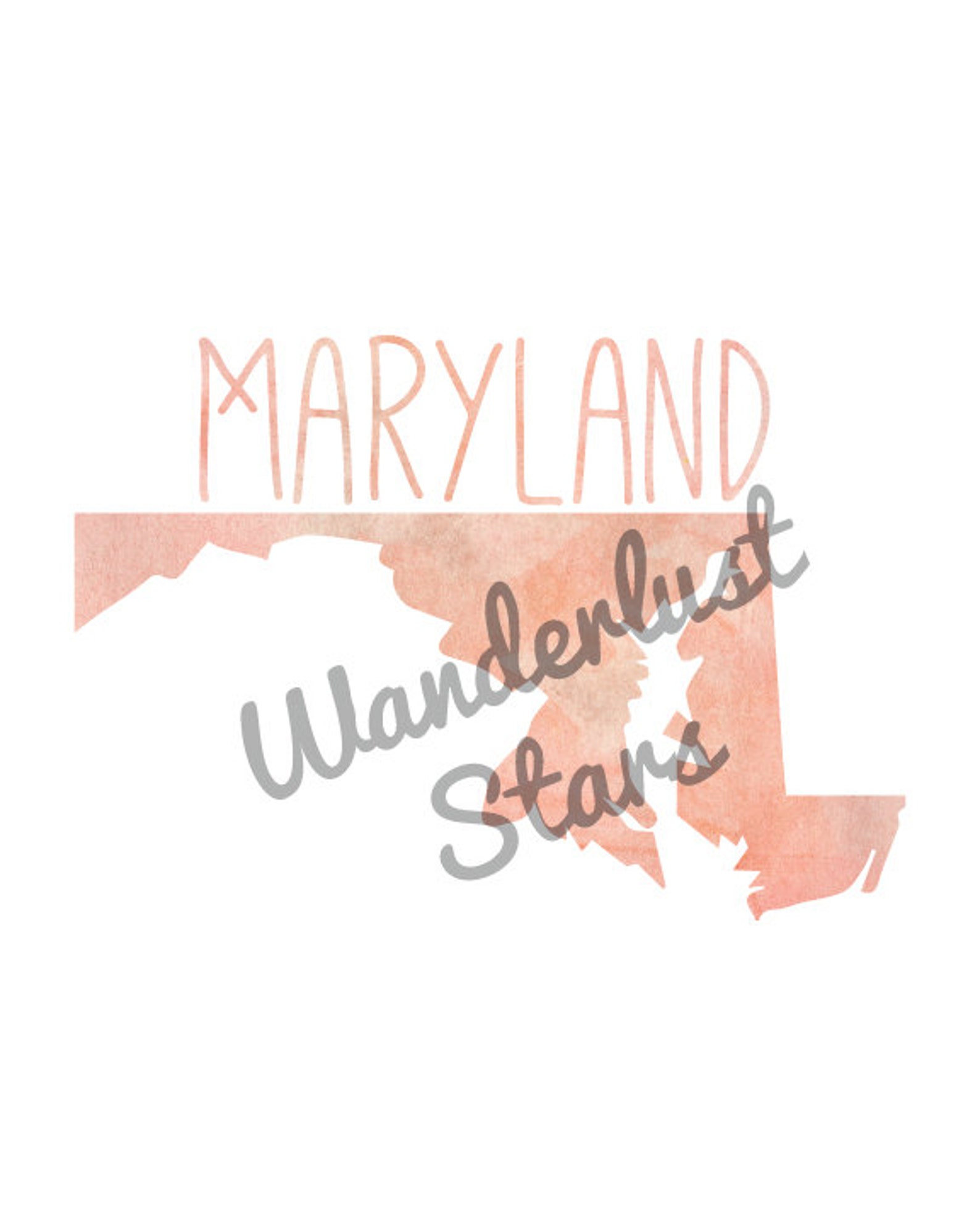 Maryland State Pink Watercolor Printable Art, Maryland State Print ...