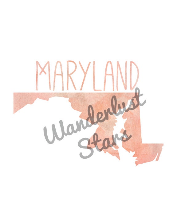 Maryland State Pink Watercolor Printable Art, Maryland State Print ...
