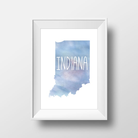 Indiana State Blue Watercolor Printable Art Indiana Print | Etsy