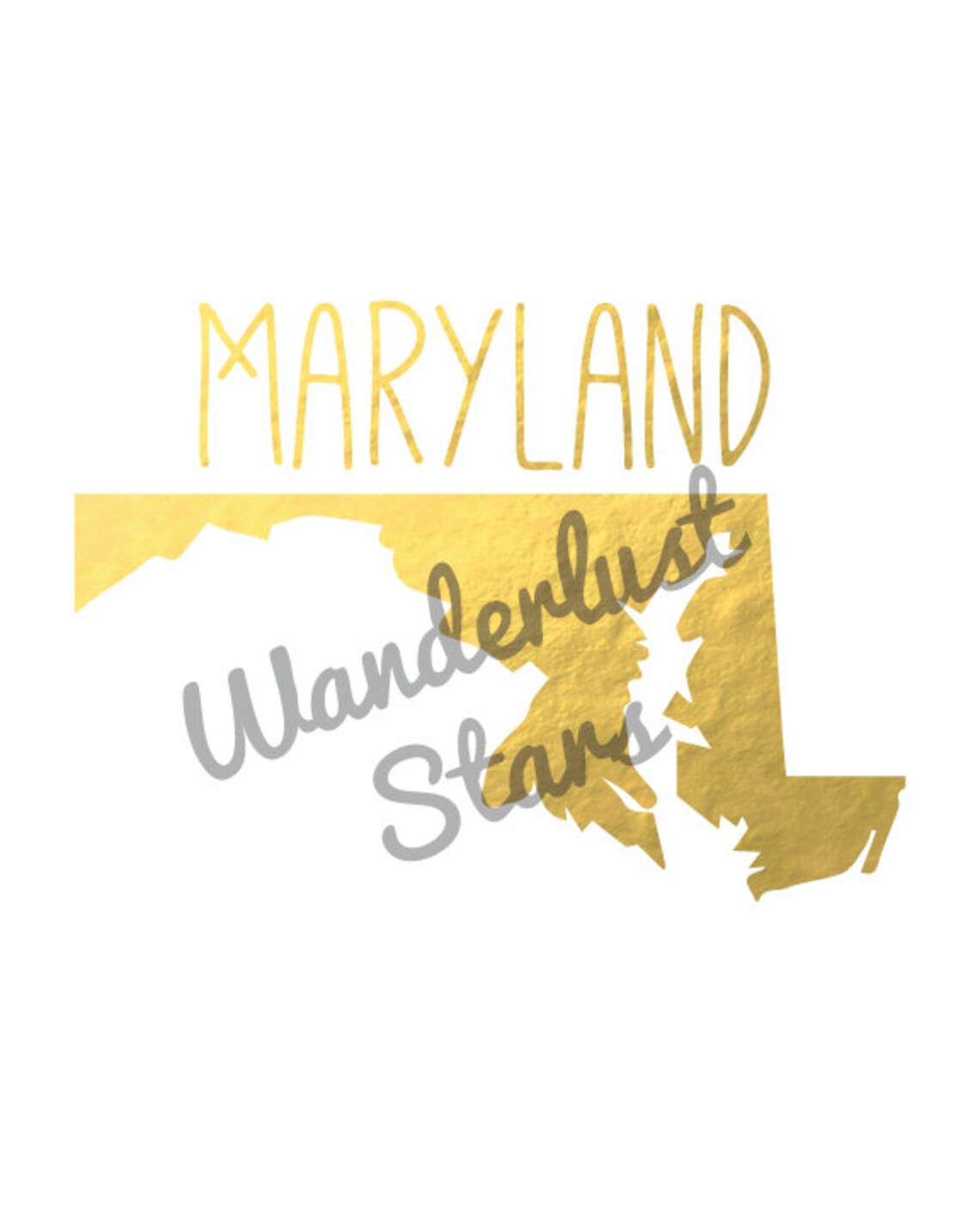 Maryland State Gold Foil Printable Art Maryland State Print - Etsy