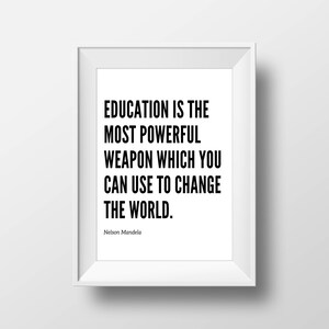 Education Is The Most Powerful Weapon Quotes Nelson Mandela | Etsy
