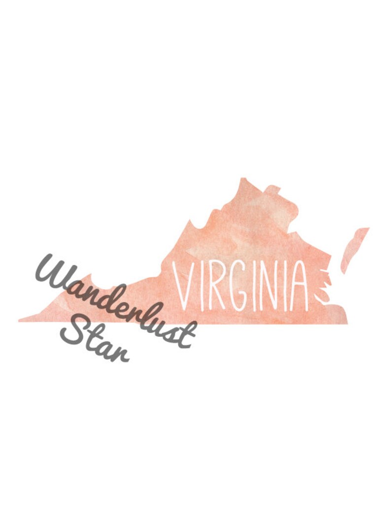 Virginia State Pink Watercolor Printable Art Virginia Print - Etsy