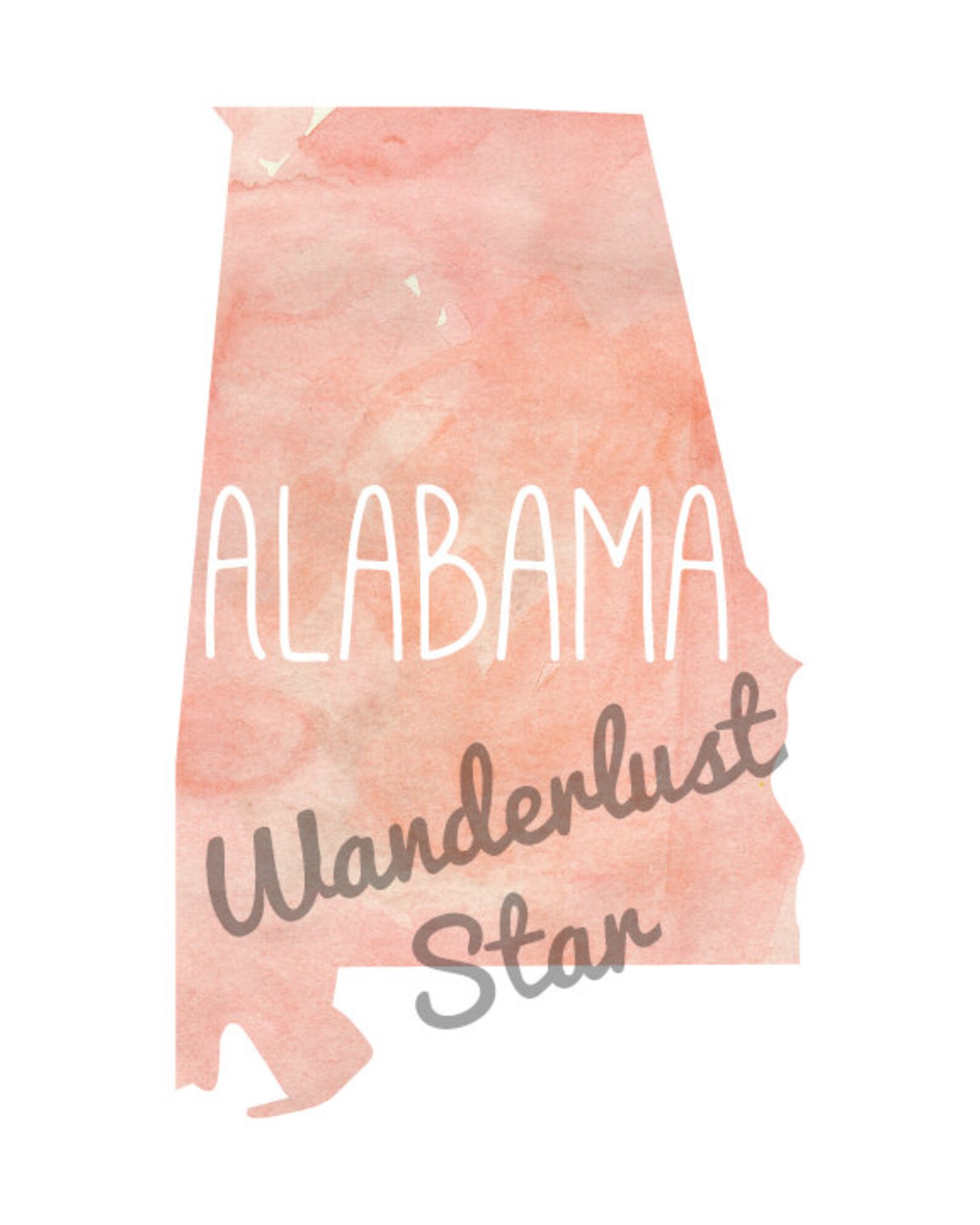 Alabama State Pink Watercolor Printable Art Alabama Print - Etsy