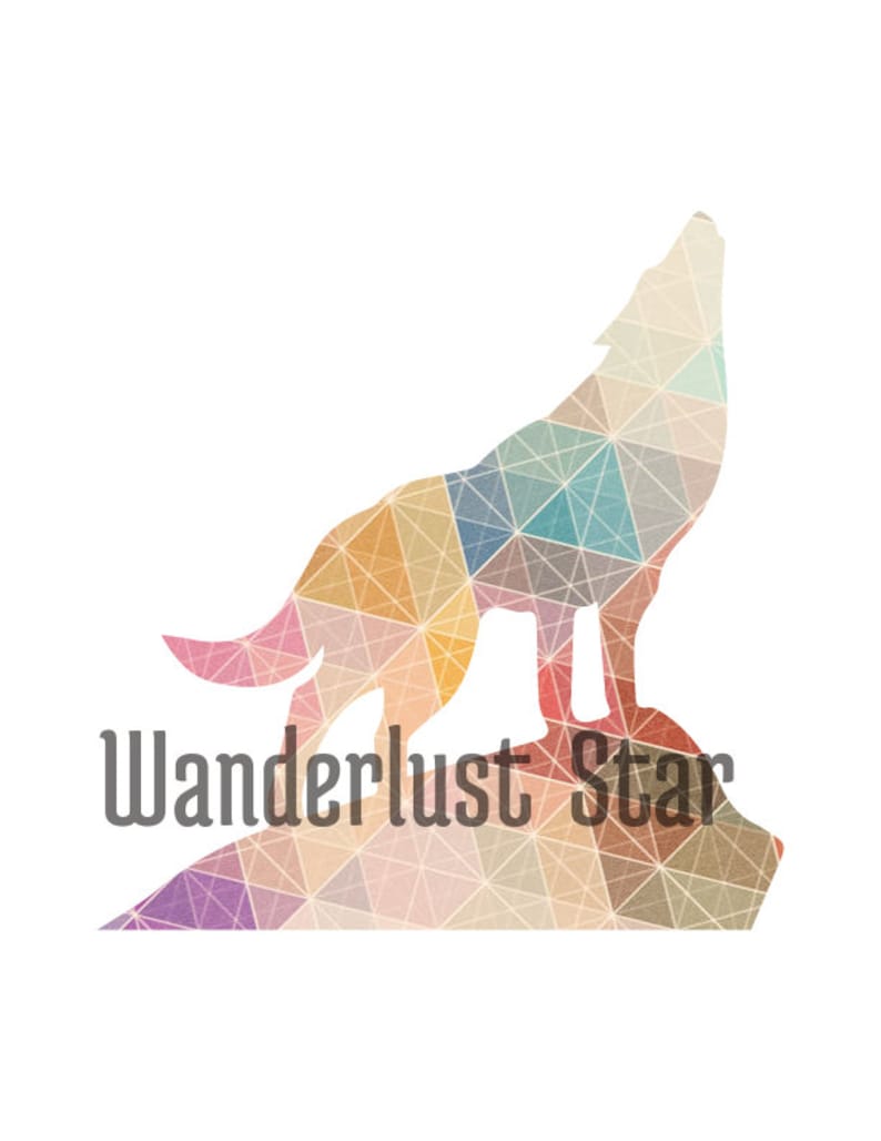 Colorful Geometric Howling Wolf Print, Wolf Print, Wolf Wall Art ...