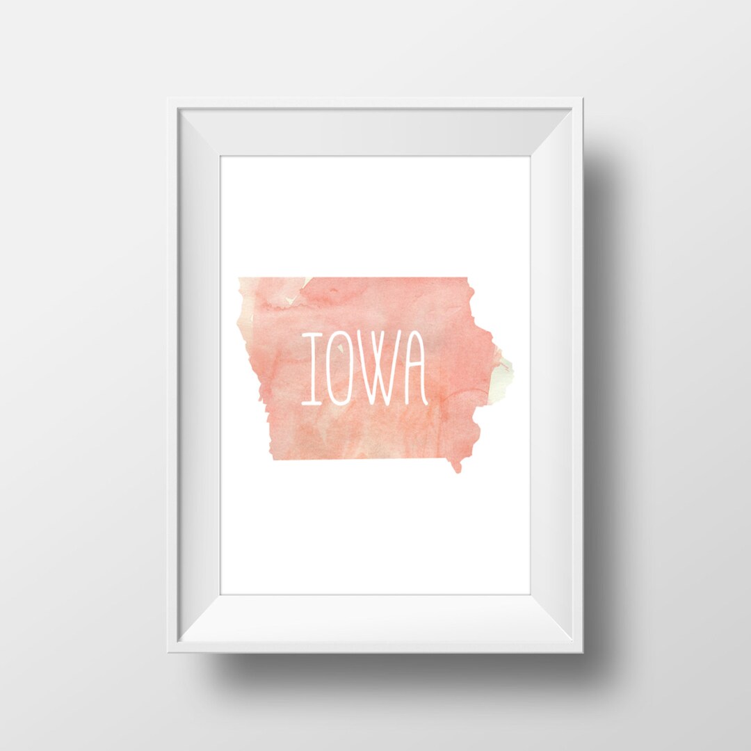 Iowa State Pink Watercolor Printable Art, Iowa State Print, Iowa Art ...