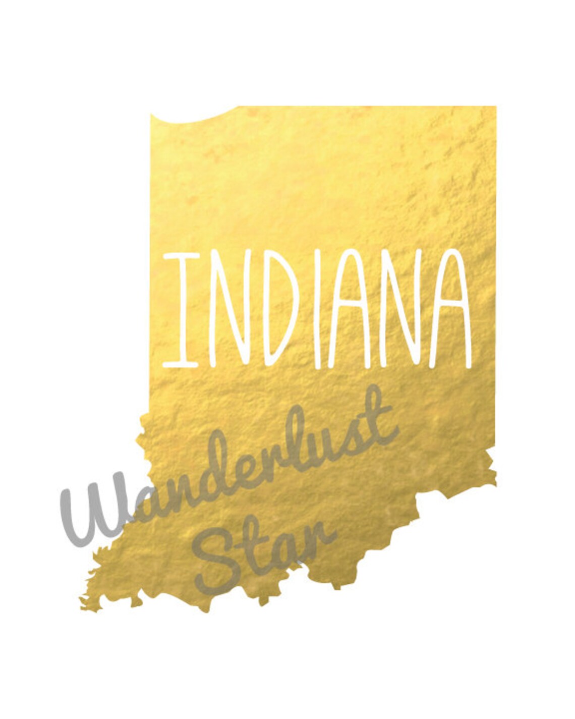 Indiana State Gold Foil Printable Art Indiana Print Indiana - Etsy