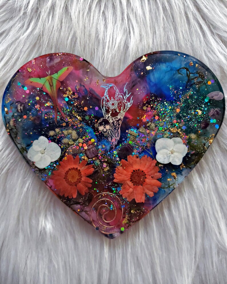 Resin Orgone Heart Centerpiece Resin Heart Plate Candle - Etsy India