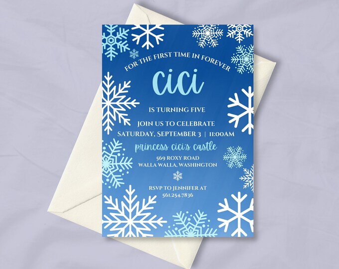 EDITABLE Snowy Birthday Invitation Princess Birthday Icy Birthday ...