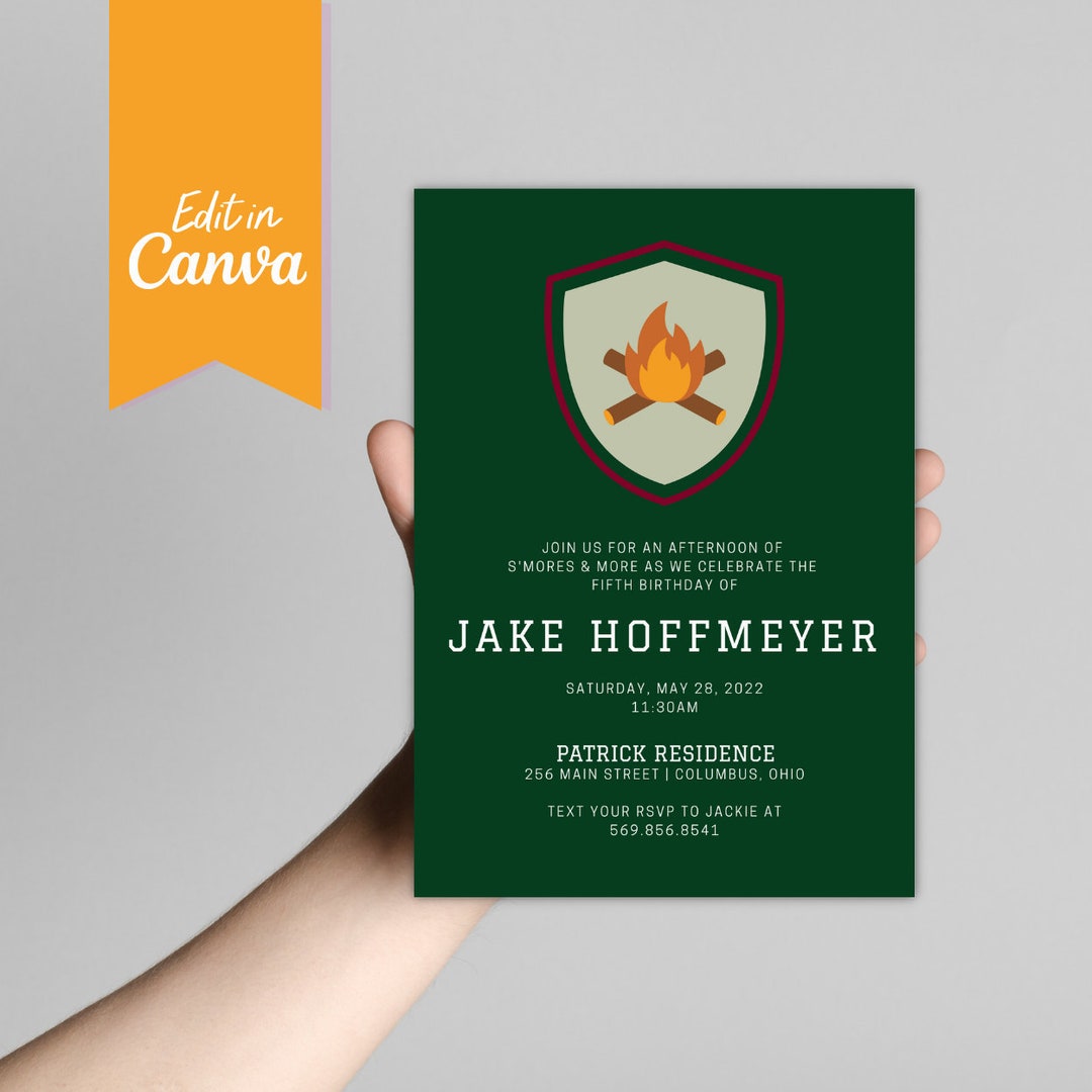 EDITABLE Camping Invitation Campfire Invitation Smores Invitation ...